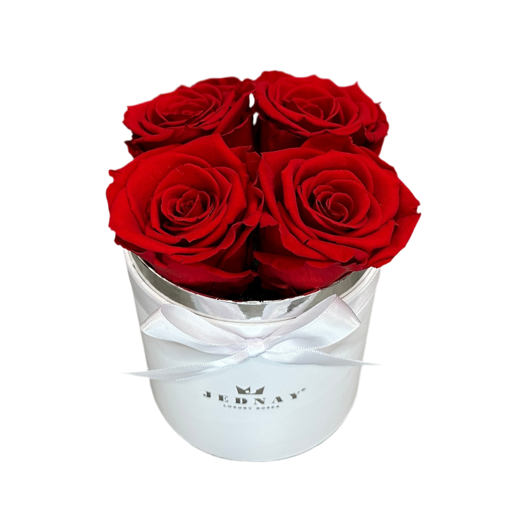 Red Eternal Roses | Small White Forever Rose Box By Jednay